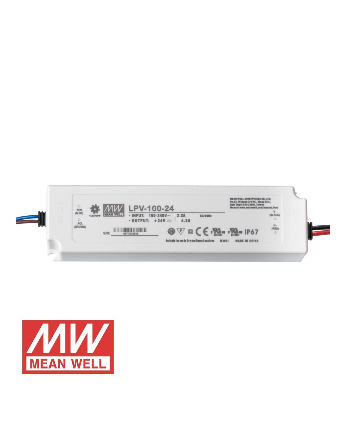 TRANSFORMADOR 24V 100W (4,17A) MEAN WELL IP67